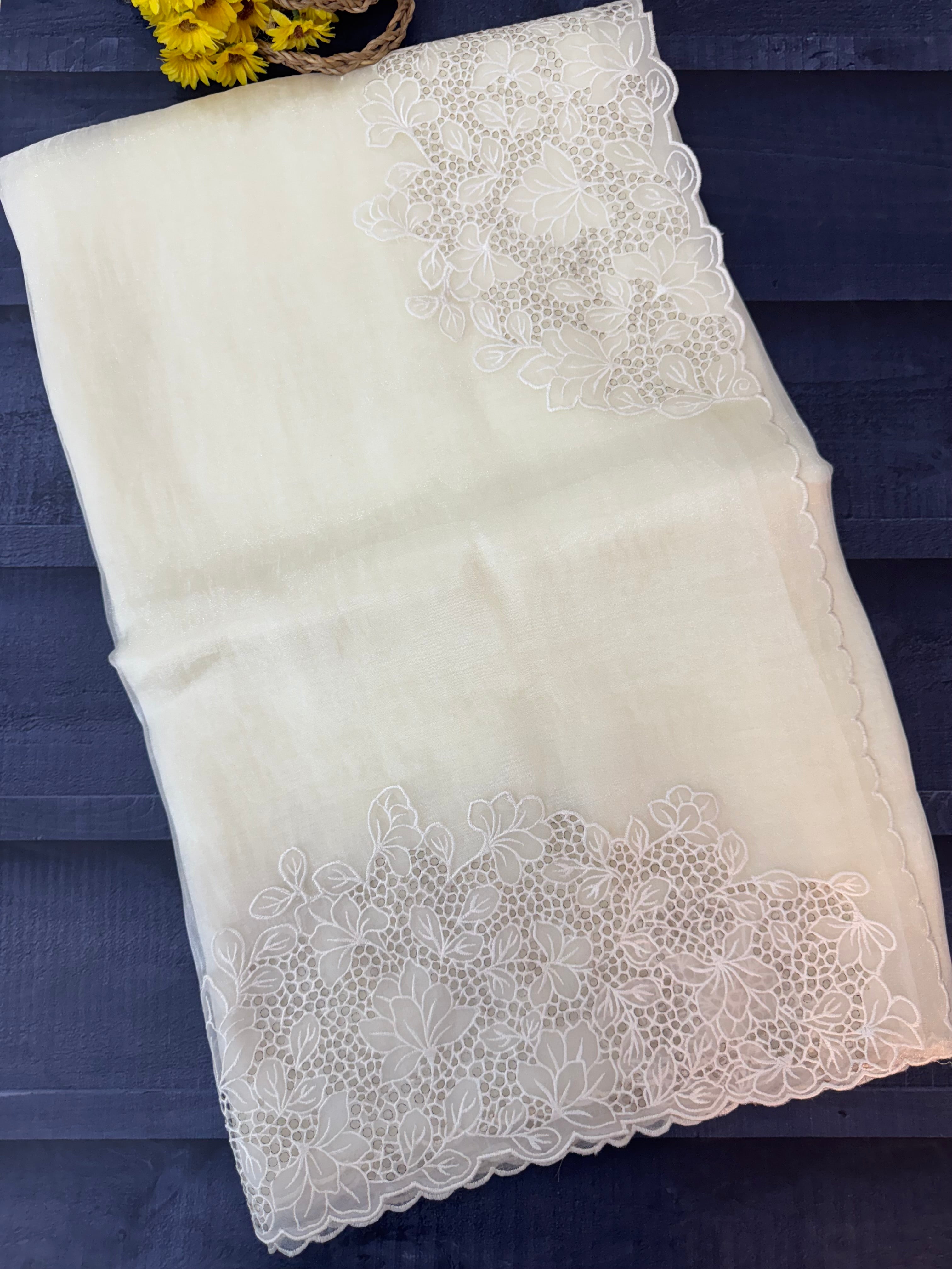 Cutwork Tissue Organza Saree Ms14154 Miriyam Store